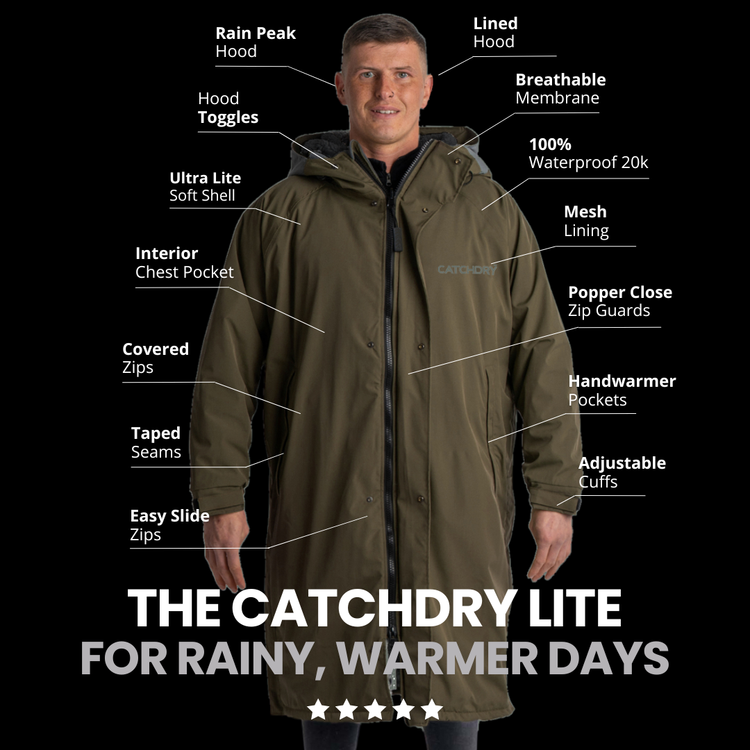 Catchdry Lite Coat - Mesh Lined Waterproof Fishing Coat